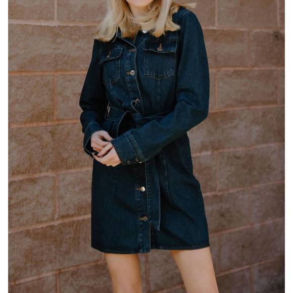 Blu Pepper | Dresses | New Blu Pepper Denim Belted Dress In Blue | Poshmark